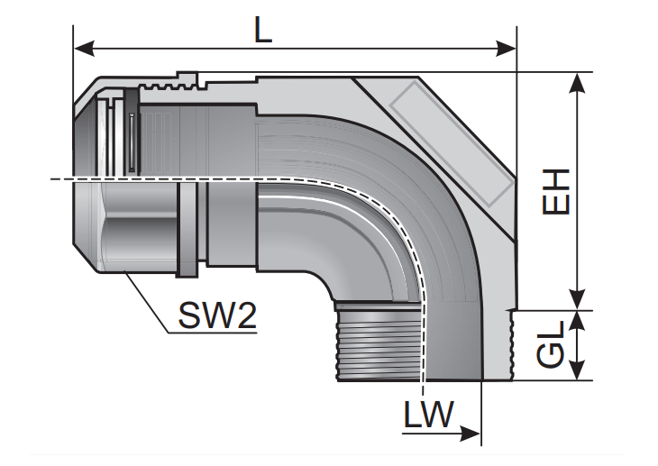 Murrplastik - KW-1"/29 Gray 90° Conduit Fitting - 83561414 (MOQ 25 pcs ...